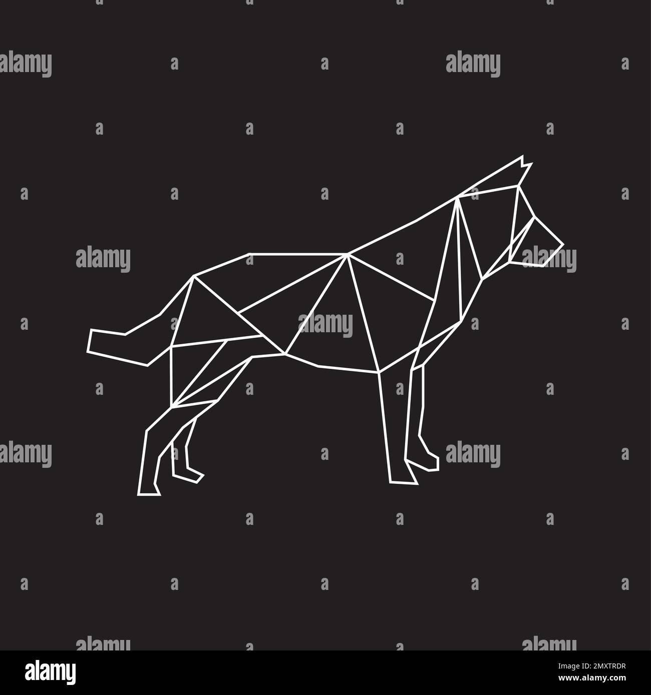 Vector polygonal triangular illustration of animal head. Origami style ...