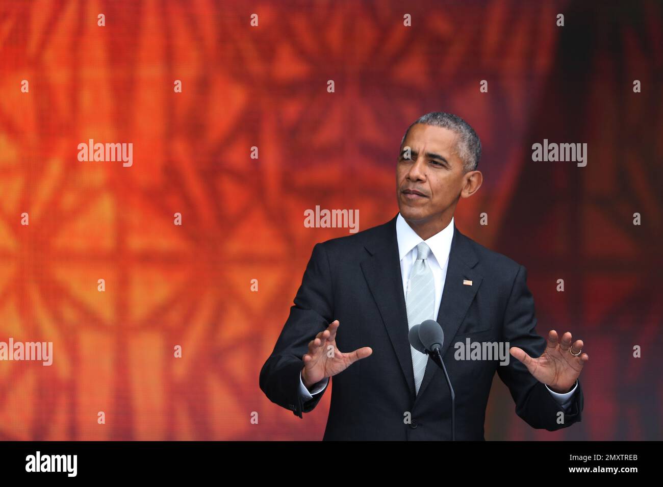 President Barack Obama speaks during the opening ceremony of the ...