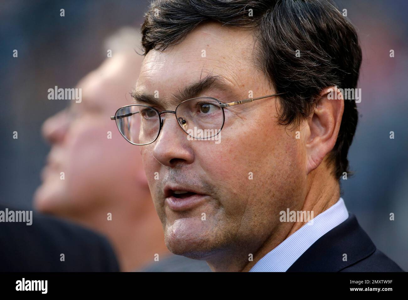 Pittsburgh Pirates owner Bob Nutting stands o the field before a ...
