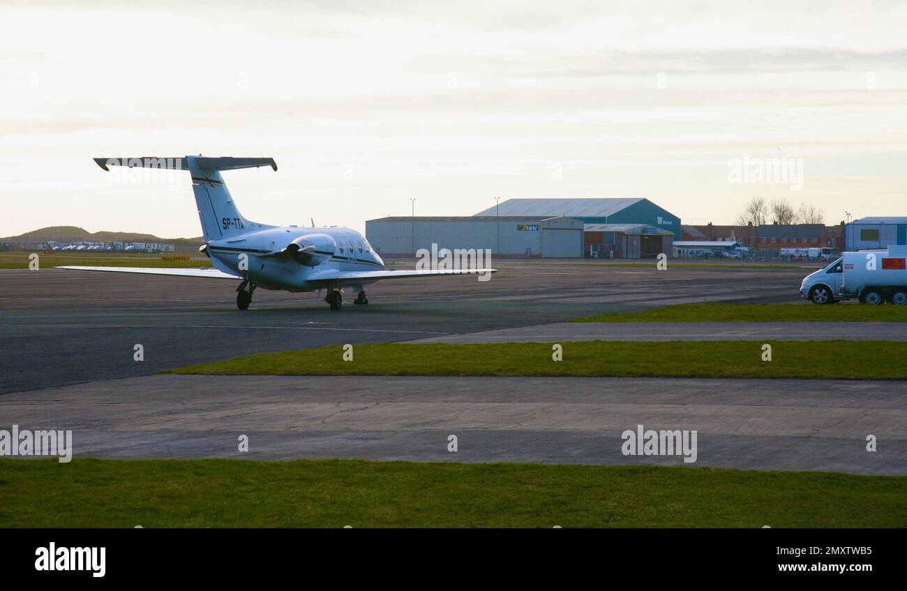 A view of a Raytheon Hawker 400XP Smart Jet at Blackpool Airport on the ...