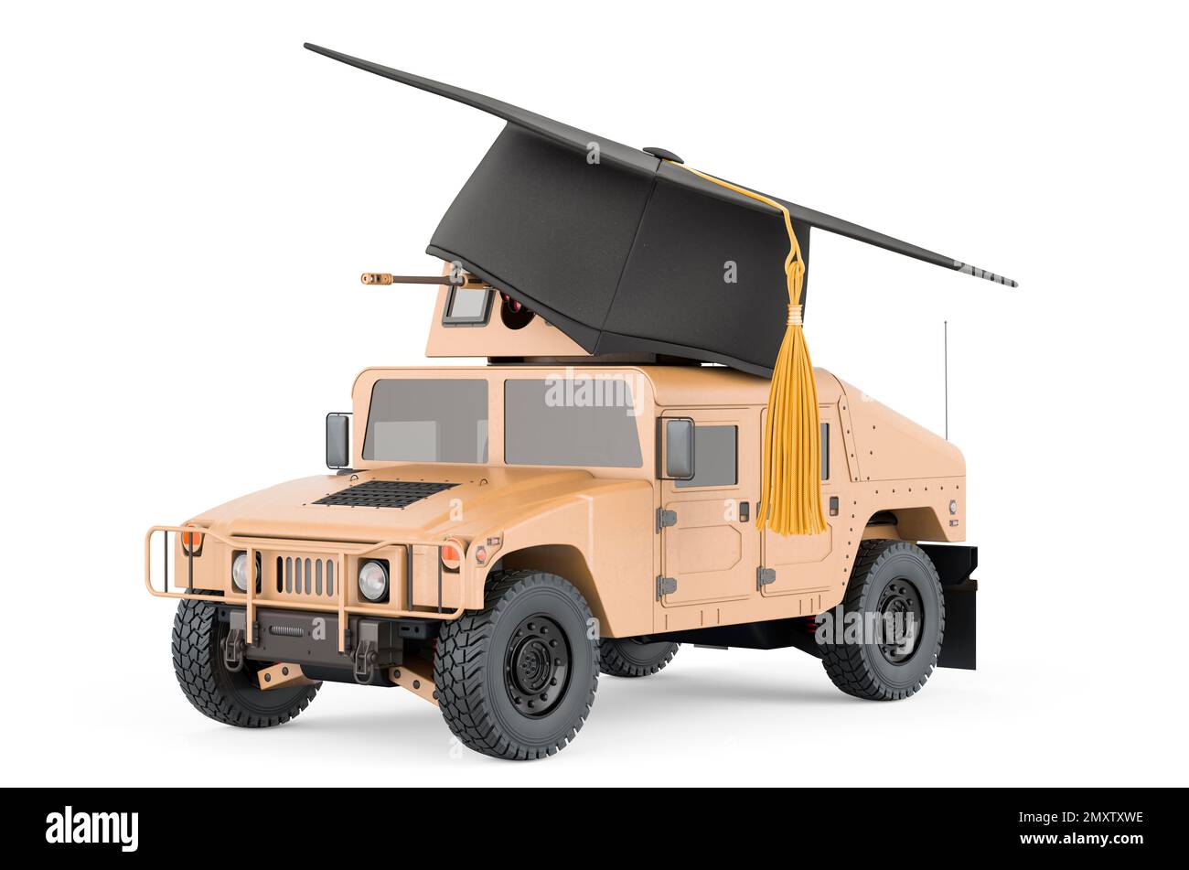 High Mobility Multipurpose Wheeled Vehicle with education hat. 3D ...