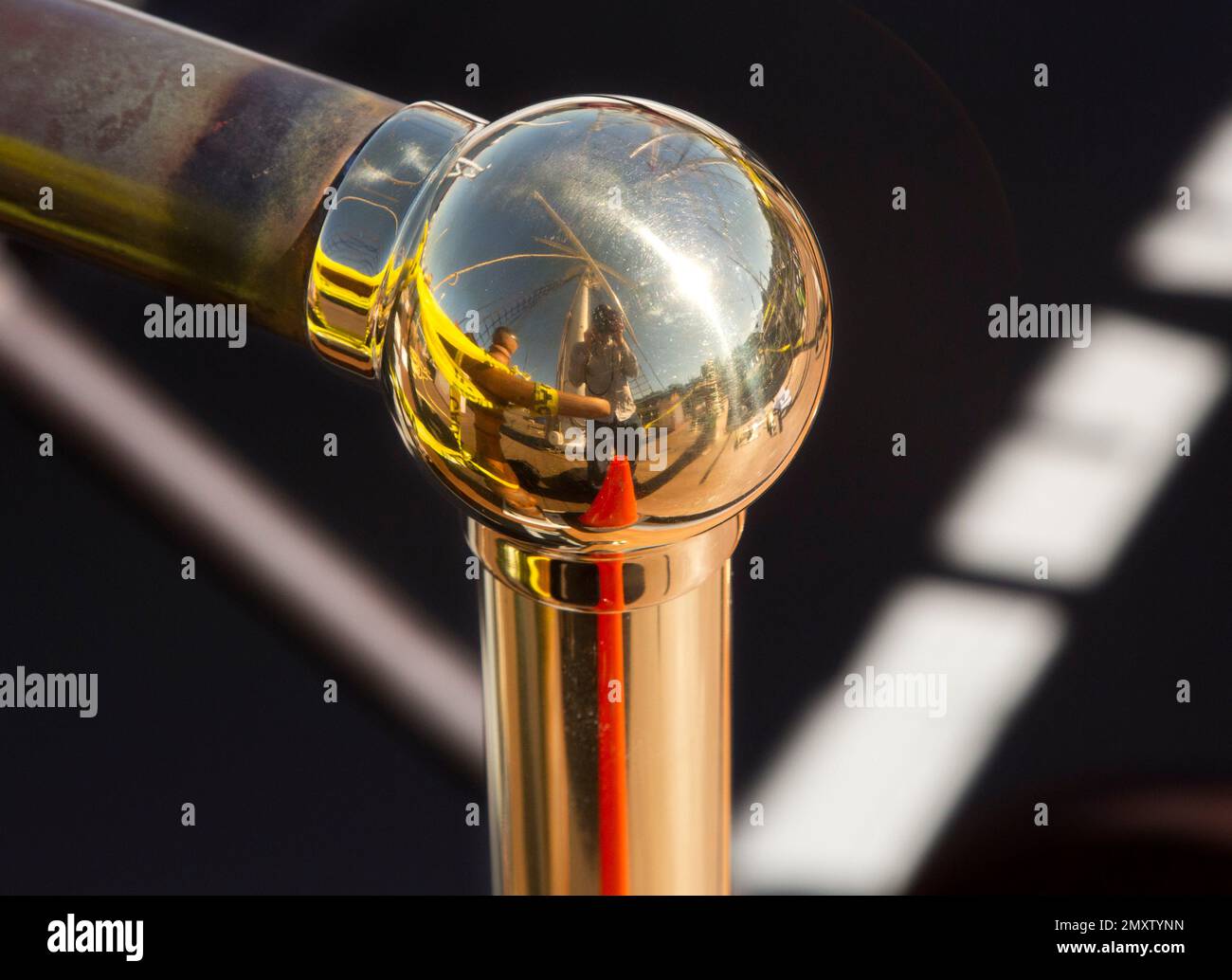 In this Sept. 15, 2016 photo, a shiny bronze railing is part of the ...