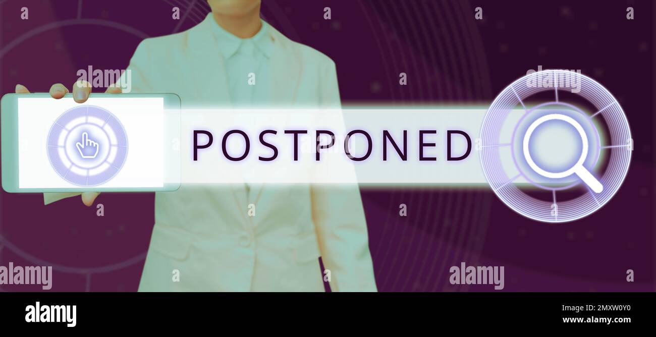 Inspiration showing sign Postponed. Business idea to place later in ...