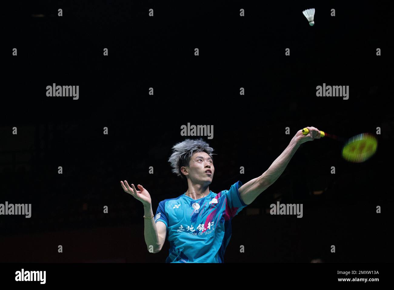 Lin Chun Yi of Chinese Taipei plays against Shi Yu Qi of China during ...