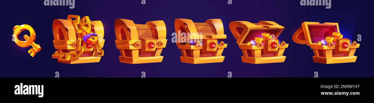 Treasure chest key coins Stock Vector Images - Alamy