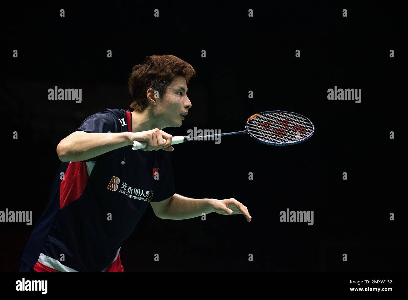 Shi Yu Qi of China plays against Lin Chun Yi of Chinese Taipei during ...