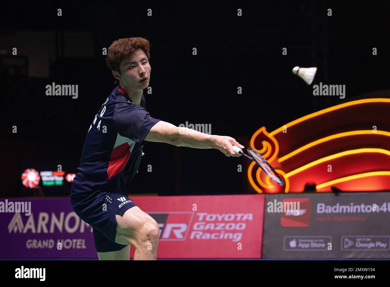 Shi Yu Qi of China plays against Lin Chun Yi of Chinese Taipei during ...