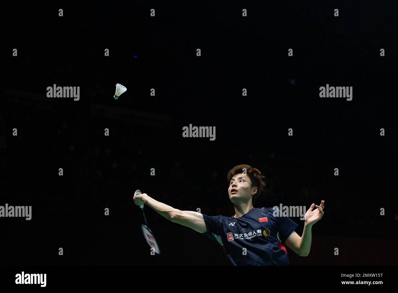 Shi Yu Qi of China plays against Lin Chun Yi of Chinese Taipei during ...