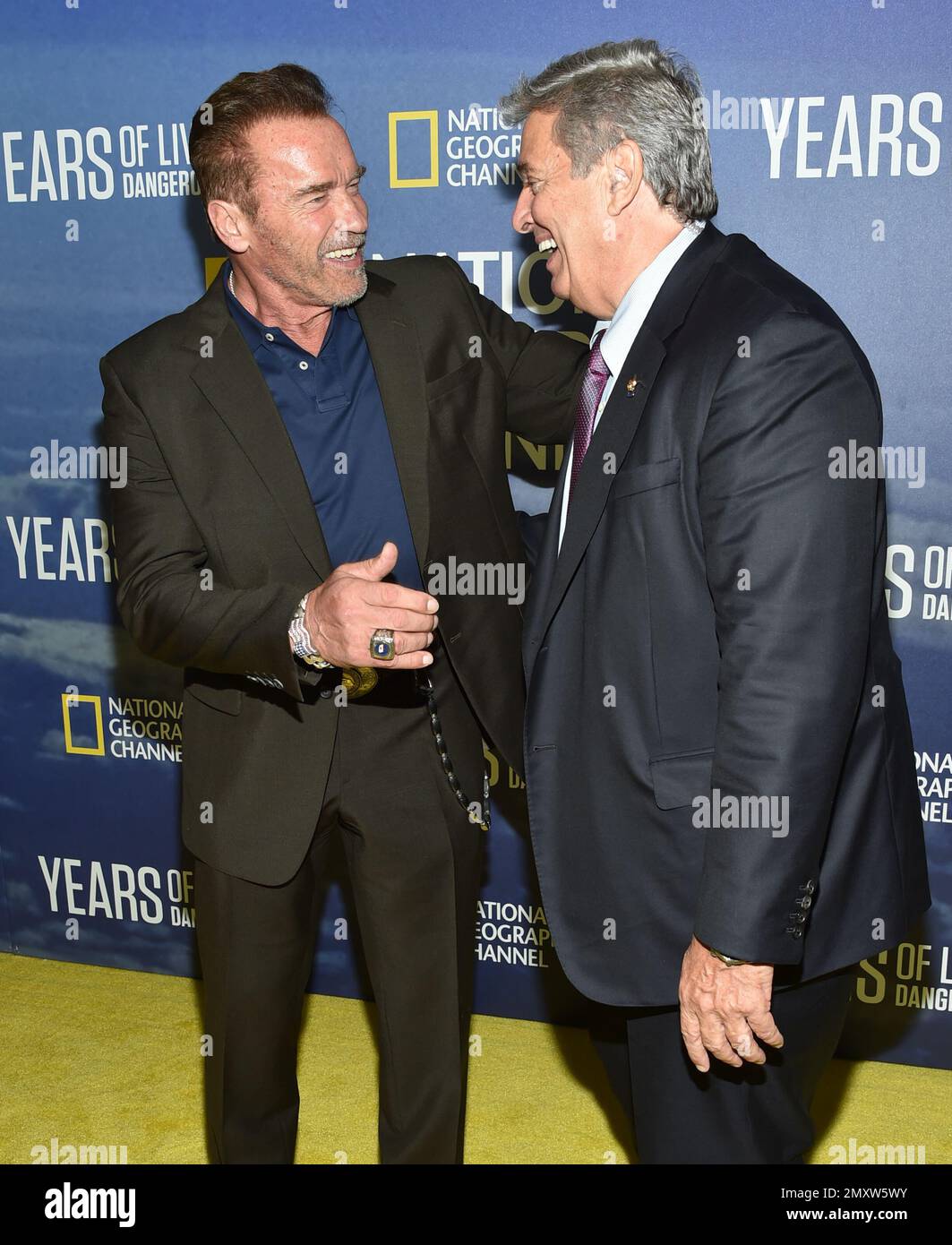Arnold Schwarzenegger and security official Lou Palumbo attend the ...