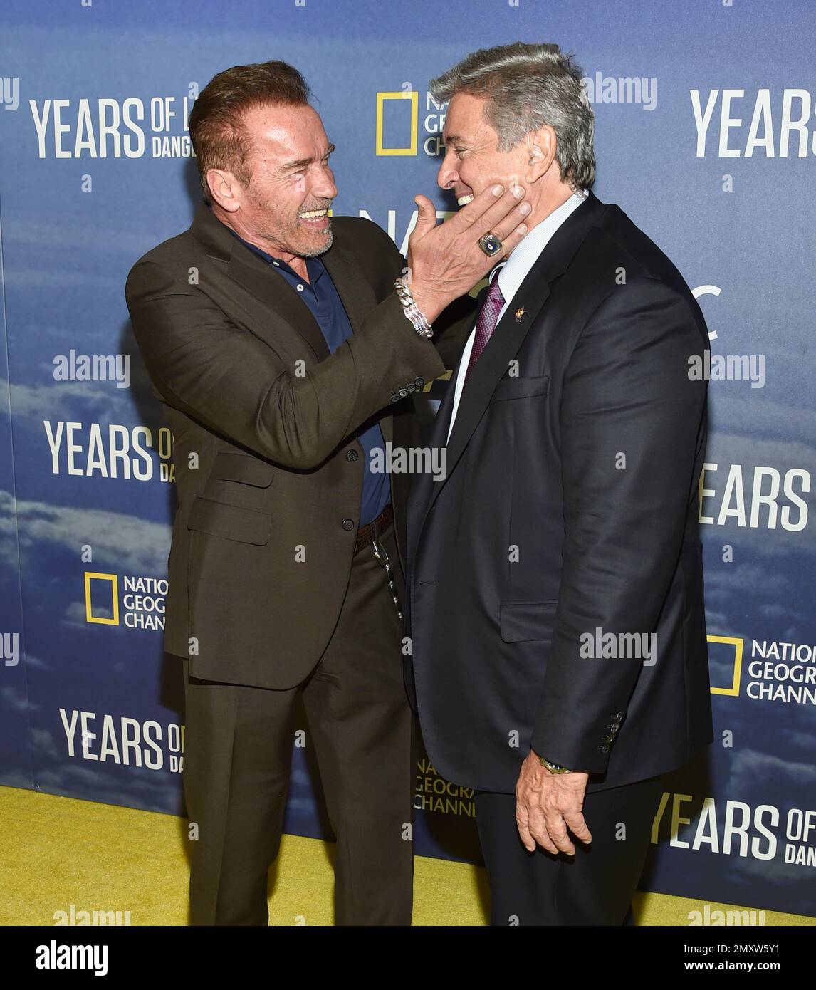 Arnold Schwarzenegger and security official Lou Palumbo attend the ...