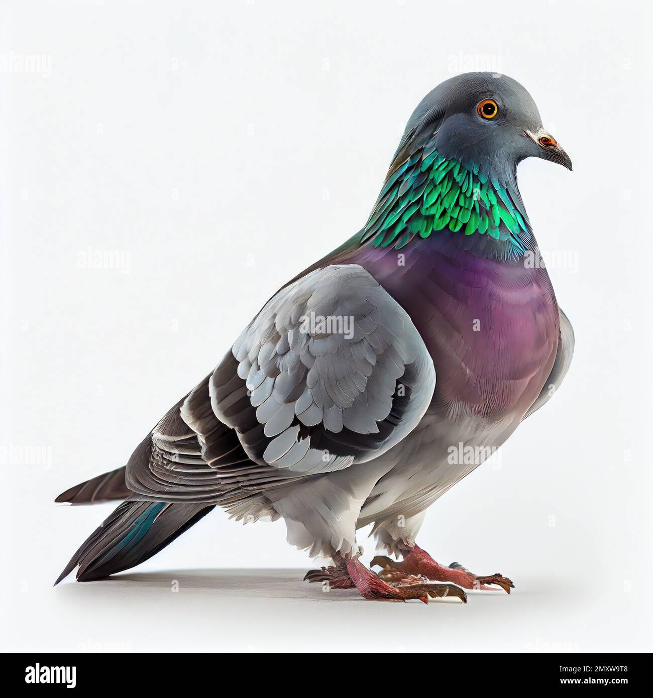 An AI generated illustration of a beautiful pigeon against a white ...