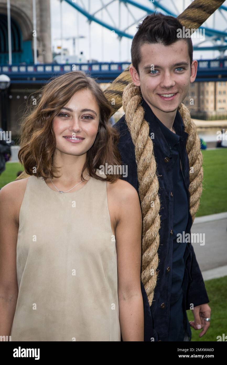 Actors Ella Purnell and Asa Butterfield pose for photographers during a ...