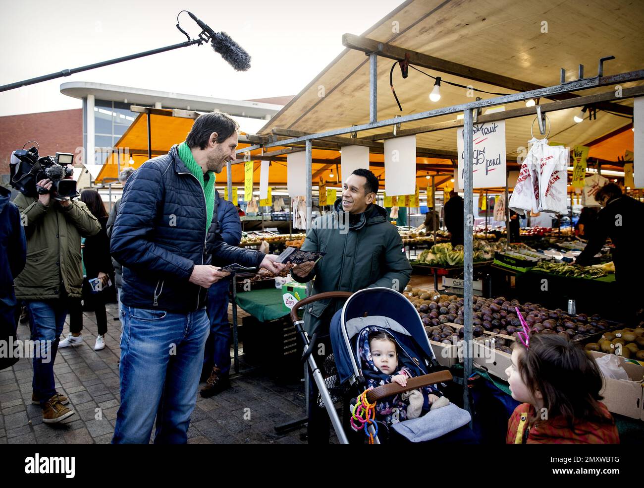 HILVERSUM - CDA party leader Wopke Hoekstra hands out flyers on the ...
