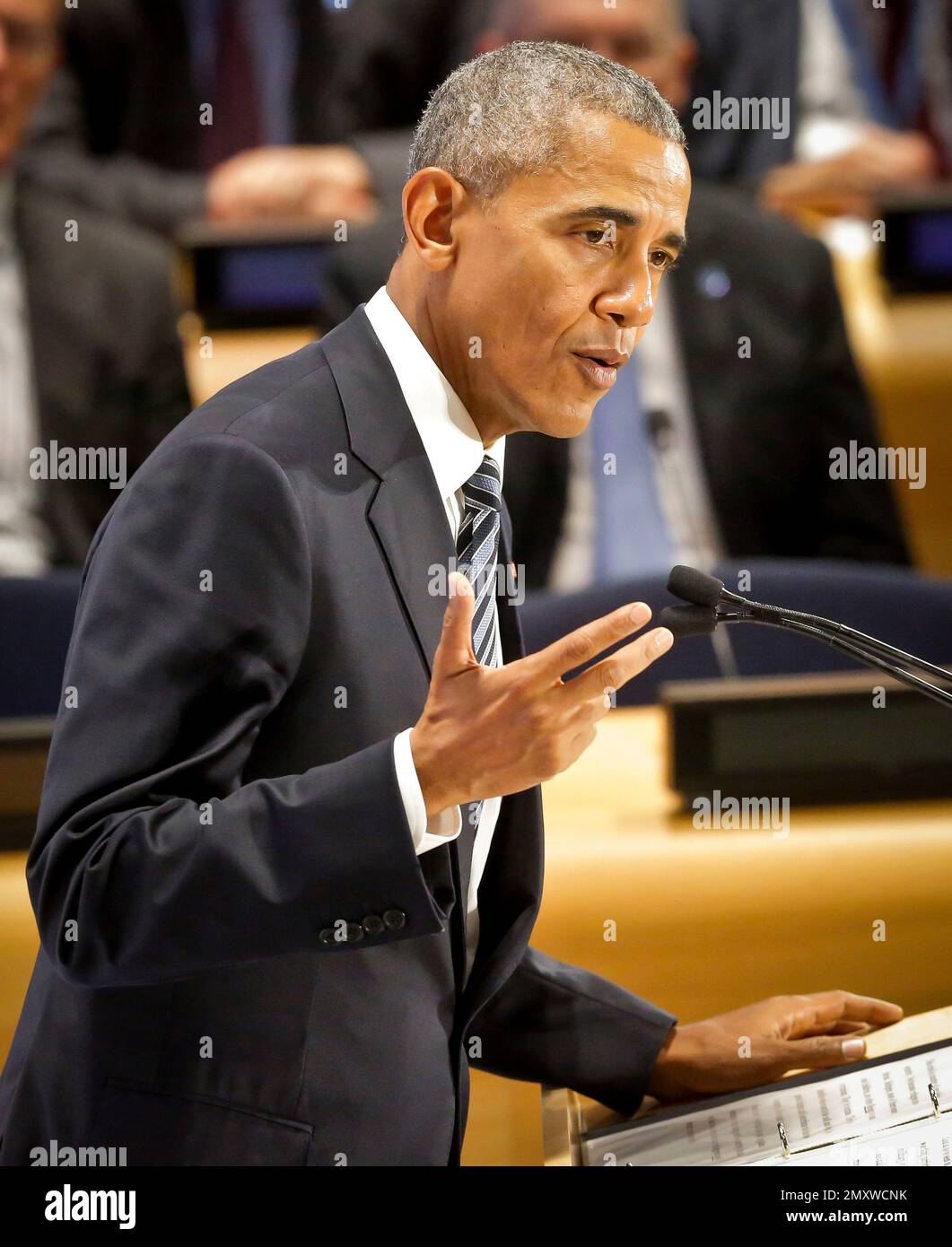 U.S. President Barack Obama addresses the Leader's Summit on Refugees ...