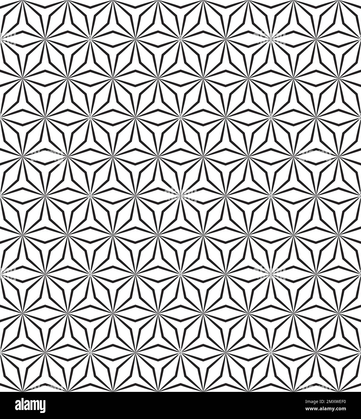 Seamless Black White Geometric Pattern Vector Illustration Stock