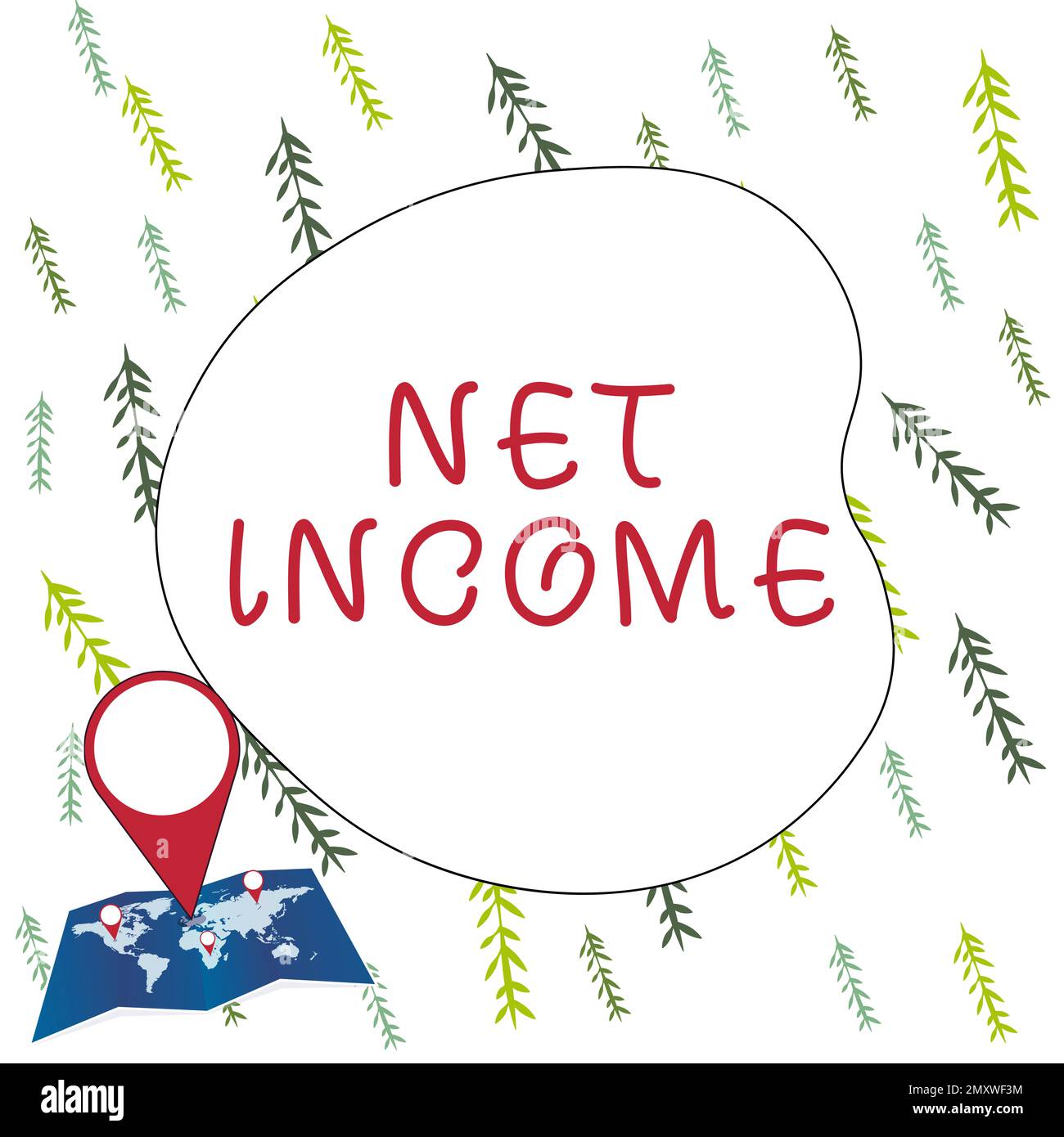 Sign displaying Net Income, Word Written on the gross income remaining ...