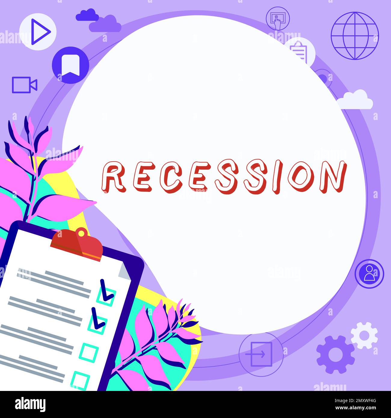 Inspiration showing sign Recession. Concept meaning the process of progressive decrease in ...