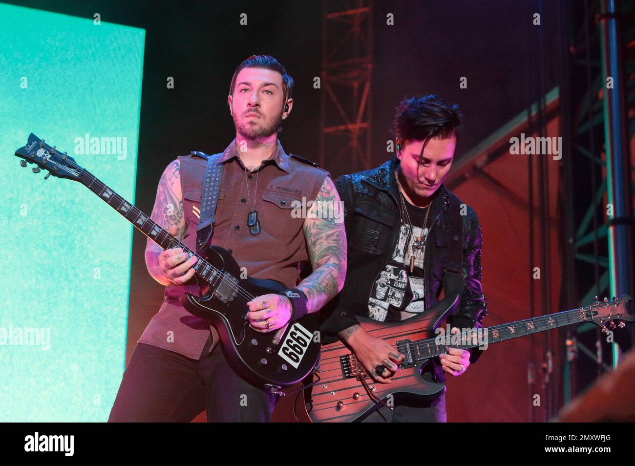 Zacky Vengeance, left, and Synyster Gates of the band Avenged Sevenfold ...