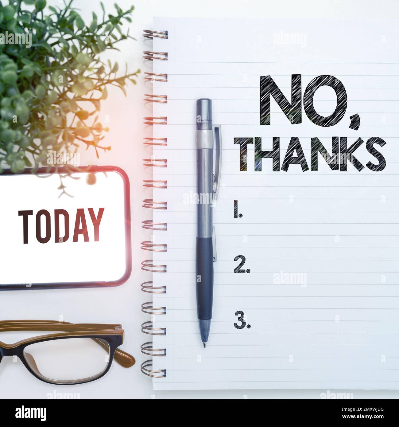 Conceptual caption No, Thanks. Business concept Answering question ...