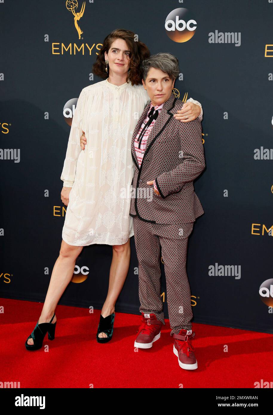 Gaby Hoffmann, left, and Jill Soloway arrive at the 68th Primetime Emmy ...