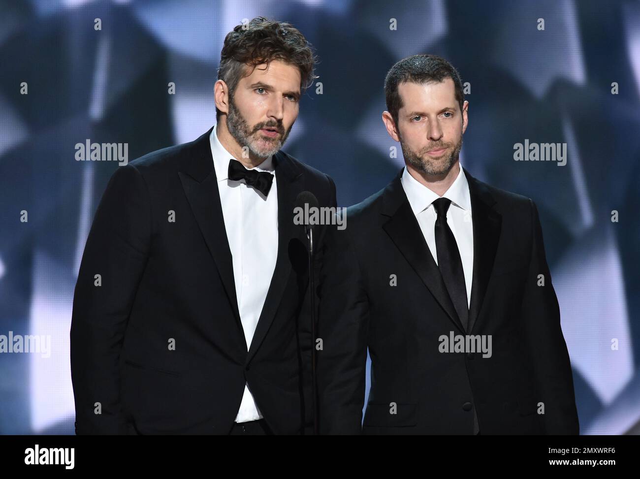 David Benioff, left, and D.B Weiss accept the award for outstanding ...