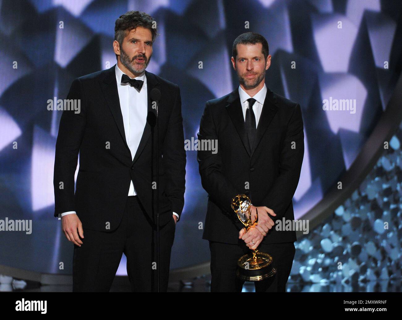 David Benioff, left, and D.B Weiss accept the award for outstanding ...