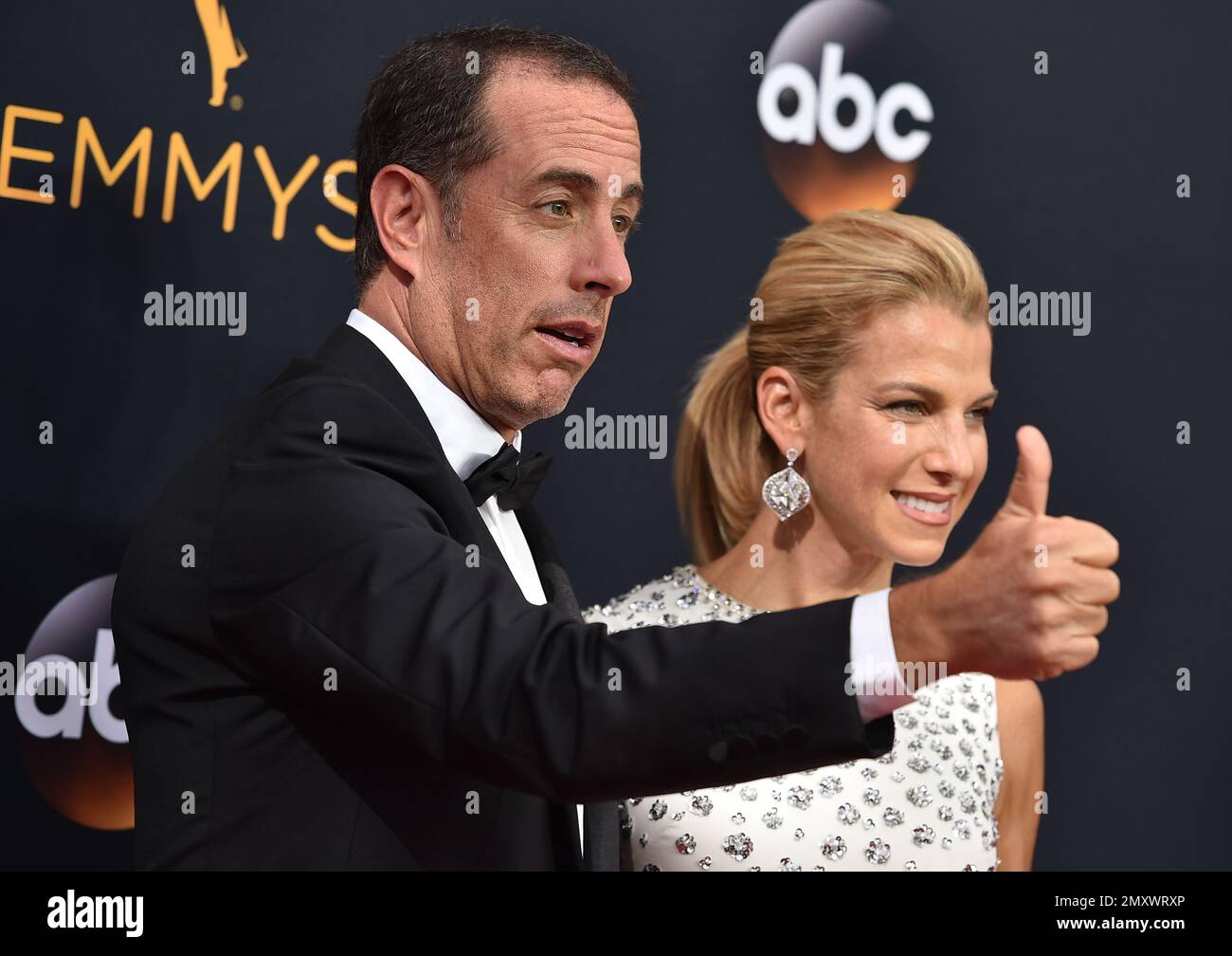 Jerry Seinfeld, left and Jessica Seinfeld arrive at the 68th Primetime ...