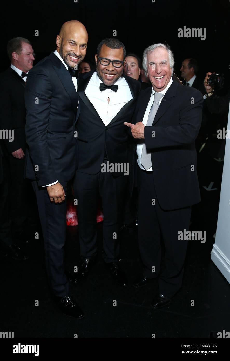 Keegan-Michael Key, from left, Jordan Peele and Henry Winkler pose ...
