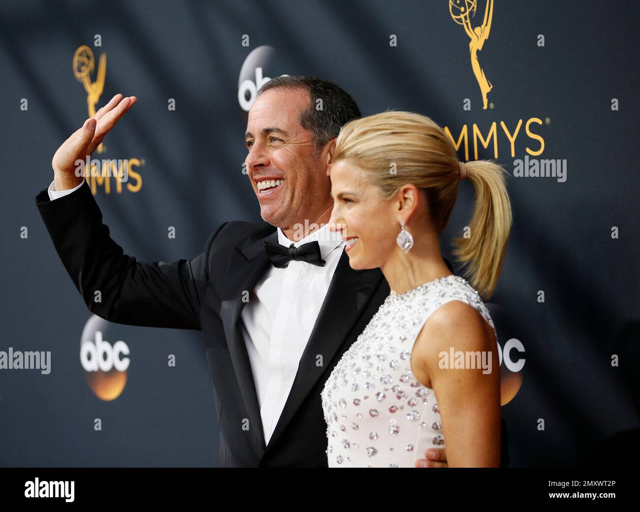 Jerry Seinfeld, left, and Jessica Seinfeld arrive at the 68th Primetime ...