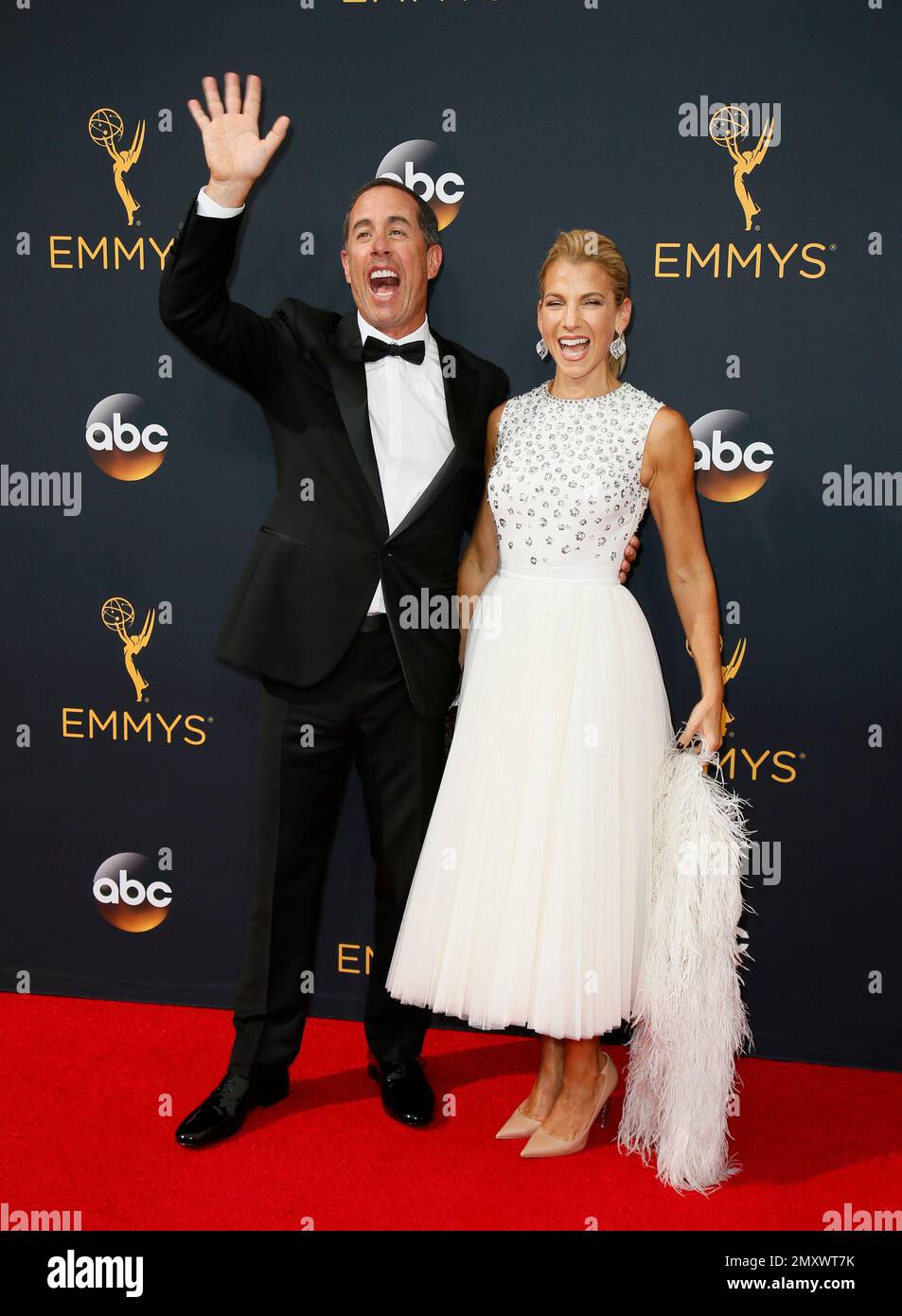 Jerry Seinfeld, left, and Jessica Seinfeld arrive at the 68th Primetime ...
