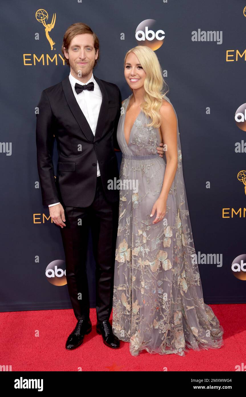 Thomas Middleditch, left, and Mollie Gates arrive at the 68th Primetime ...