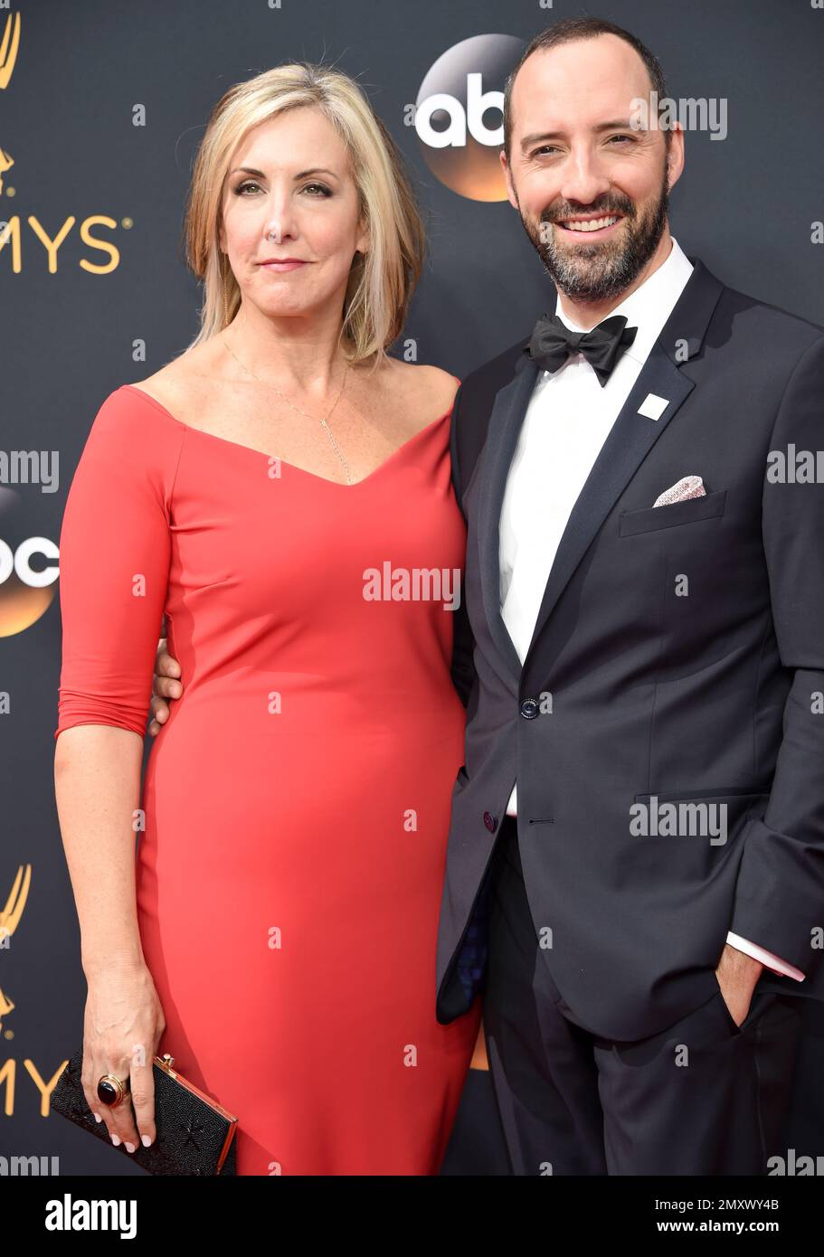 Martel Thompson, left, and Tony Hale arrive at the 68th Primetime Emmy ...