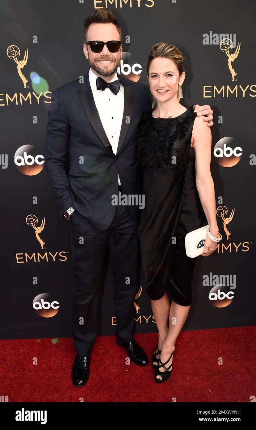 EXCLUSIVE - Joel McHale, left, and Sarah Williams arrive at the 68th Primetime Emmy Awards on ...