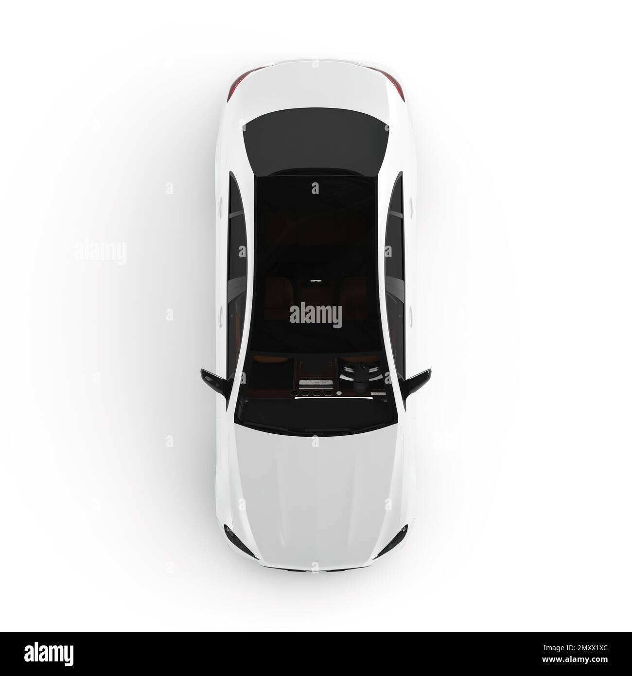 A top view of a luxury car on white background, 3D rendering Stock ...