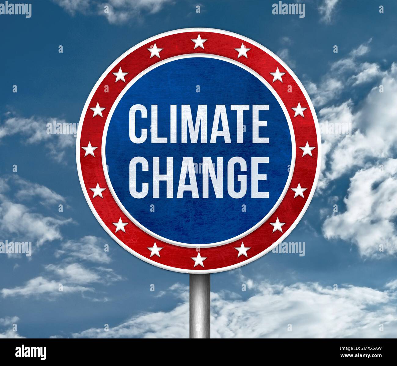 climate change and global warming - road sign warning Stock Photo - Alamy