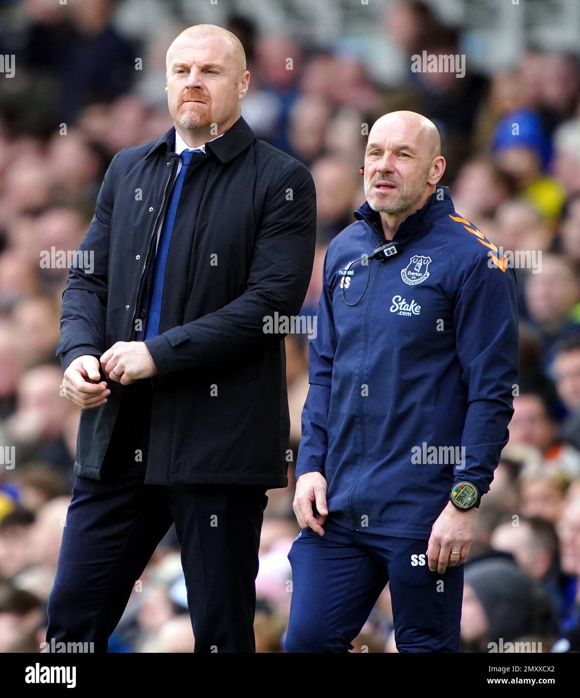 Everton manager Sean Dyche with coach Steve Stone (right) during the ...