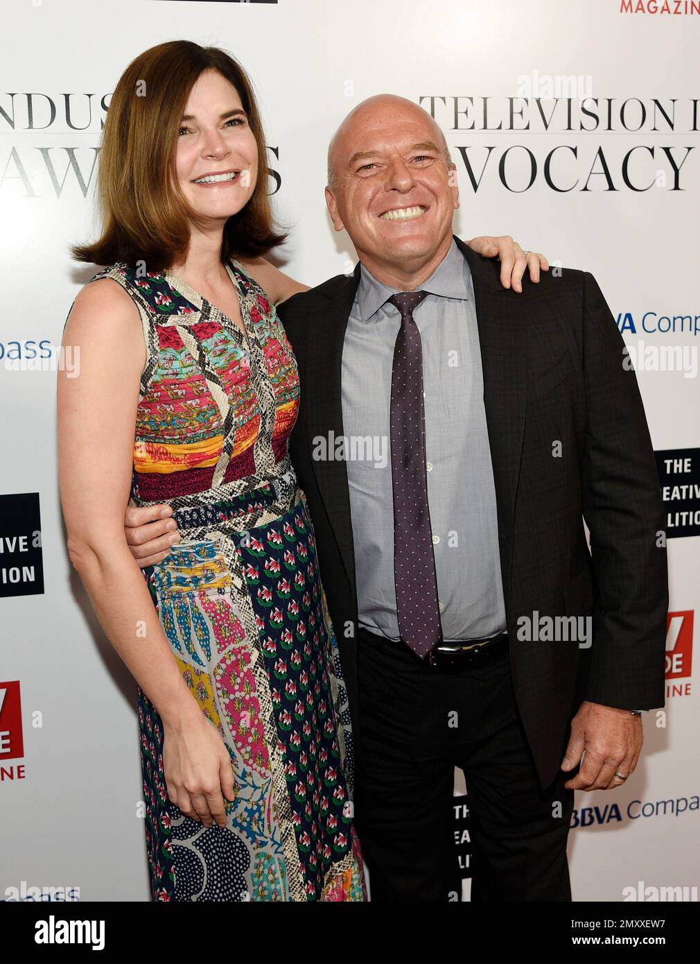 Actress Betsy Brandt, left, and honoree Dean Norris, fellow cast members in the television ...