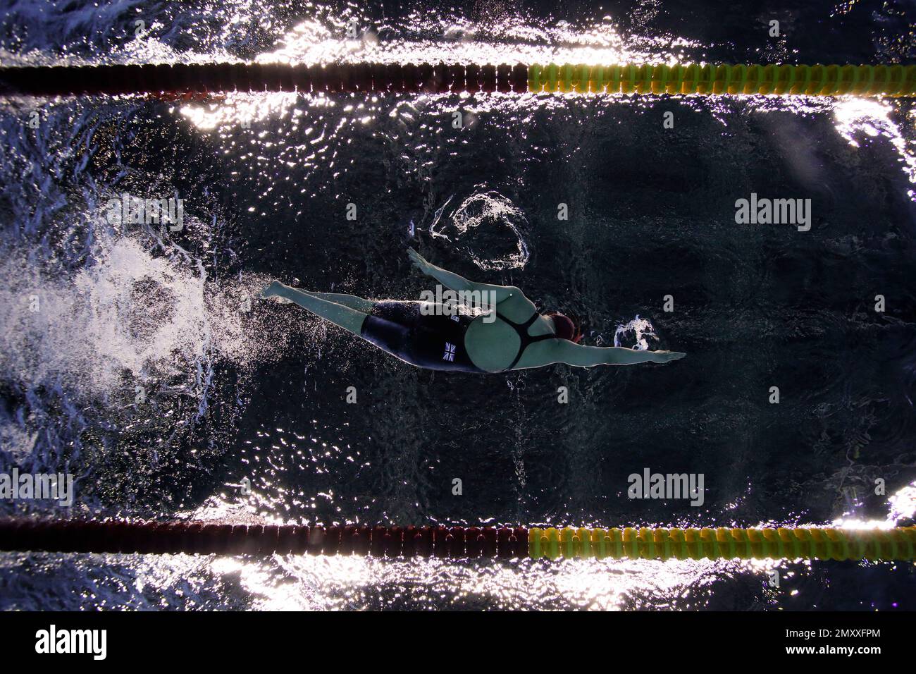 Britain's Alice Tai competes to win the women's 4x100-meter medley ...