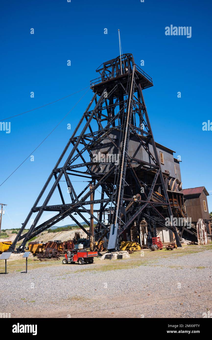 The head frame of the copper mine called the Orphan Girl, can be ...