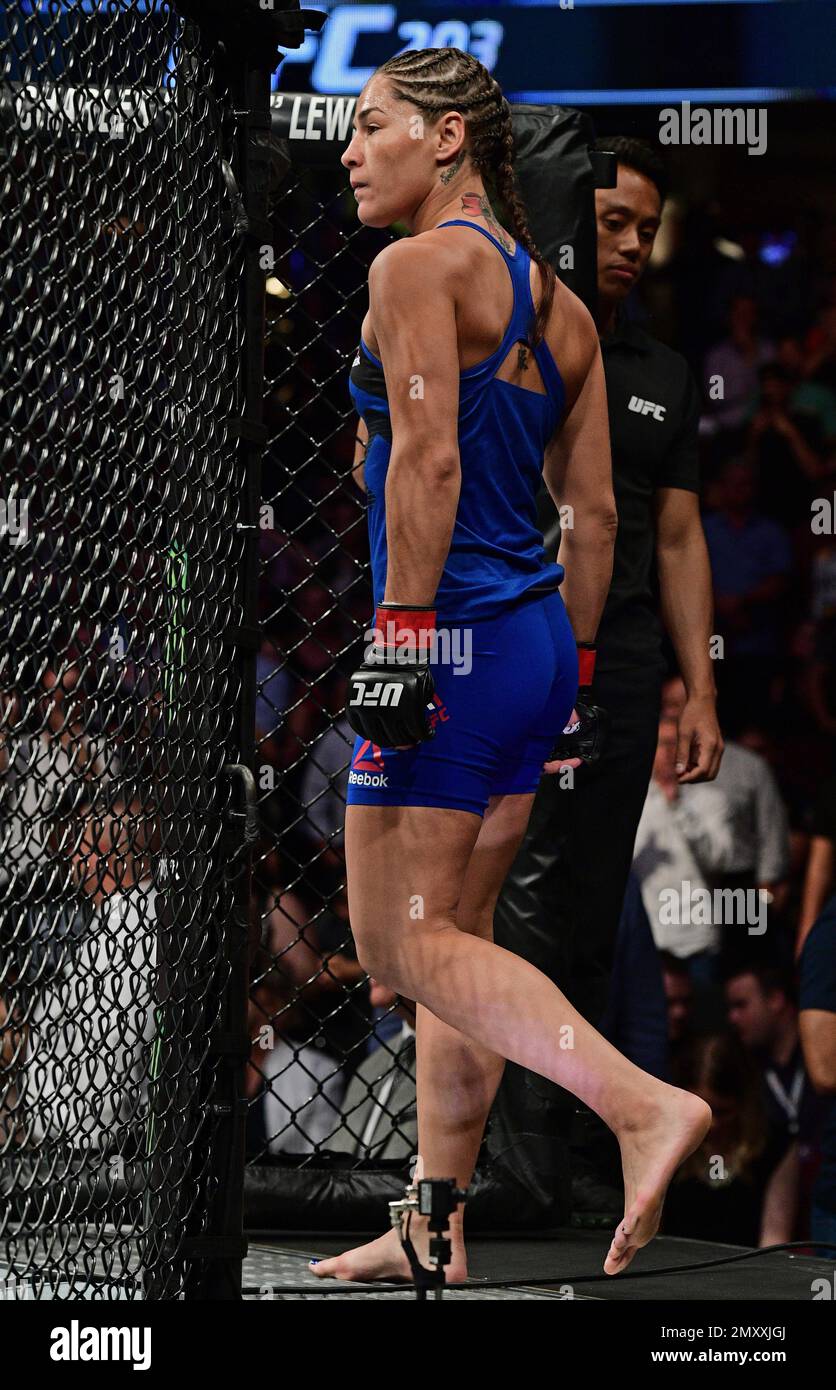 Jessica Eye enters the octagon before a women's bantamweight bout at ...