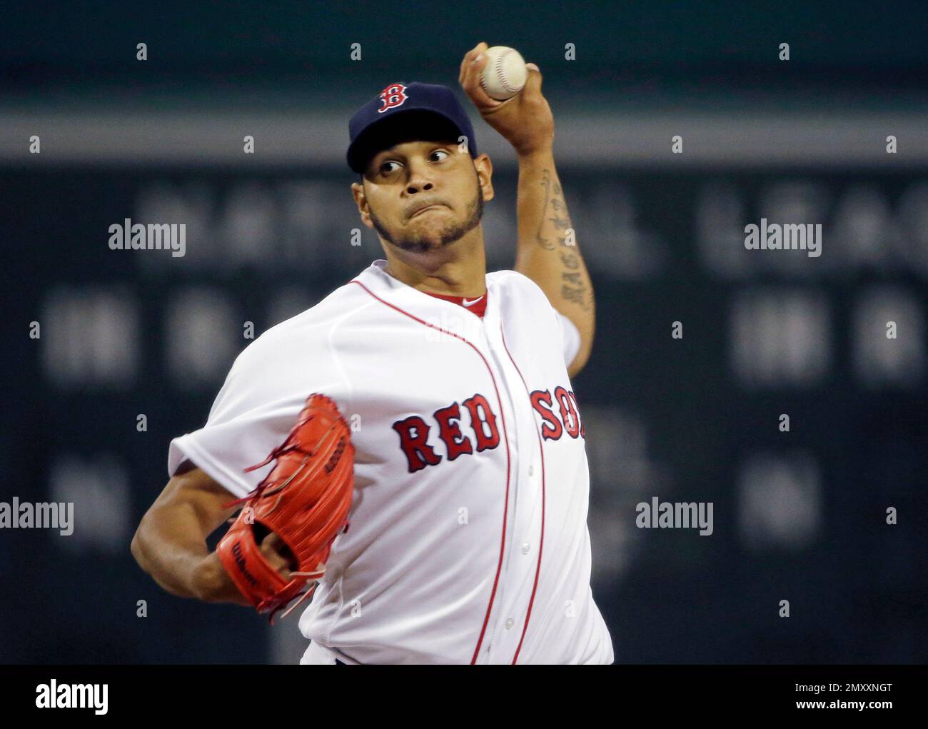 Boston Red Sox starting pitcher Eduardo Rodriguez delivers to the New ...