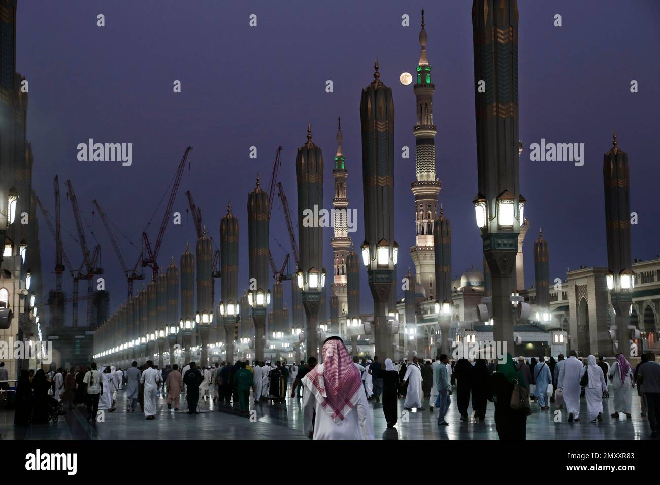 People make their way before prayer at Al-Masjid an-Nabawi or the ...