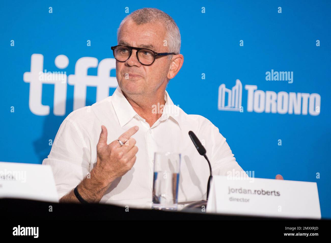Director Jordan Roberts speaks during the “Burn Your Maps” press ...
