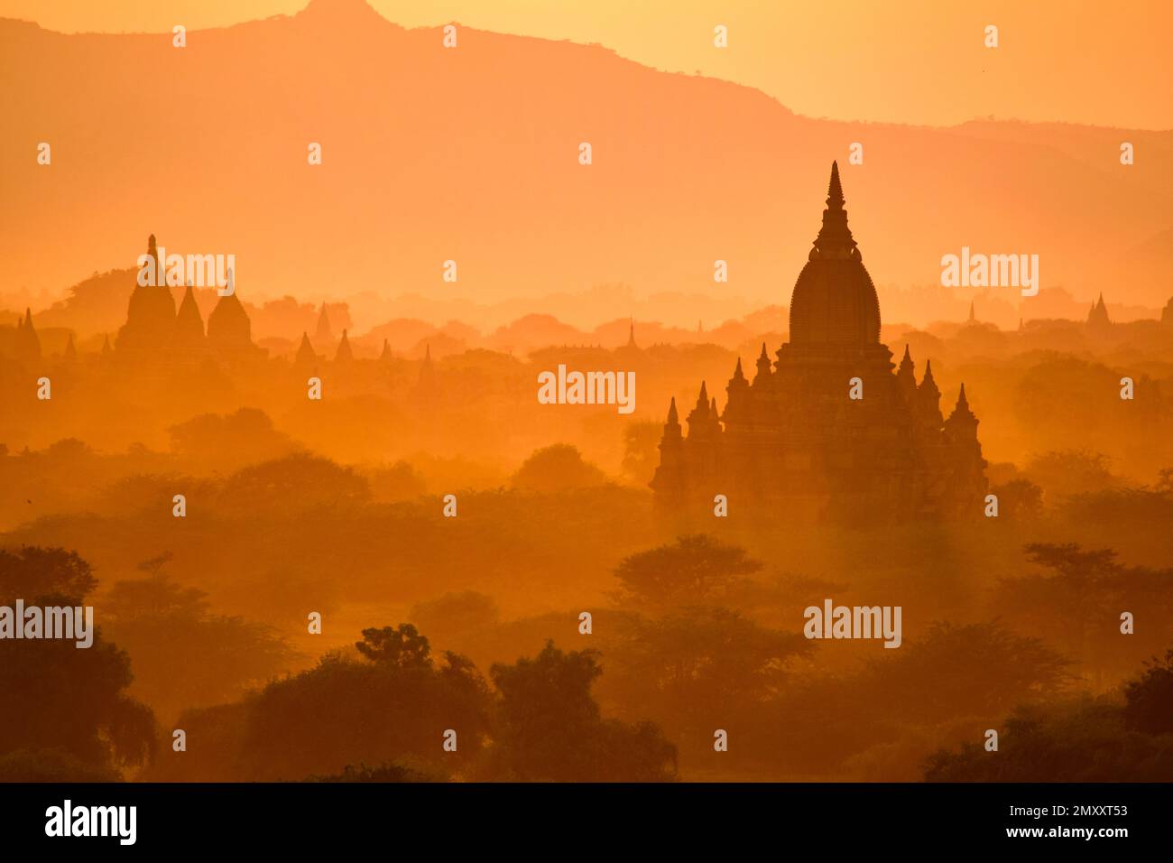 Sunset at Bagan Stock Photo - Alamy