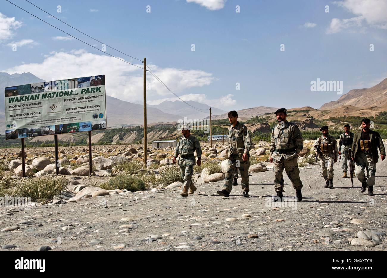 In this Aug. 16, 2016 photo, Afghan border police borders walk on the ...