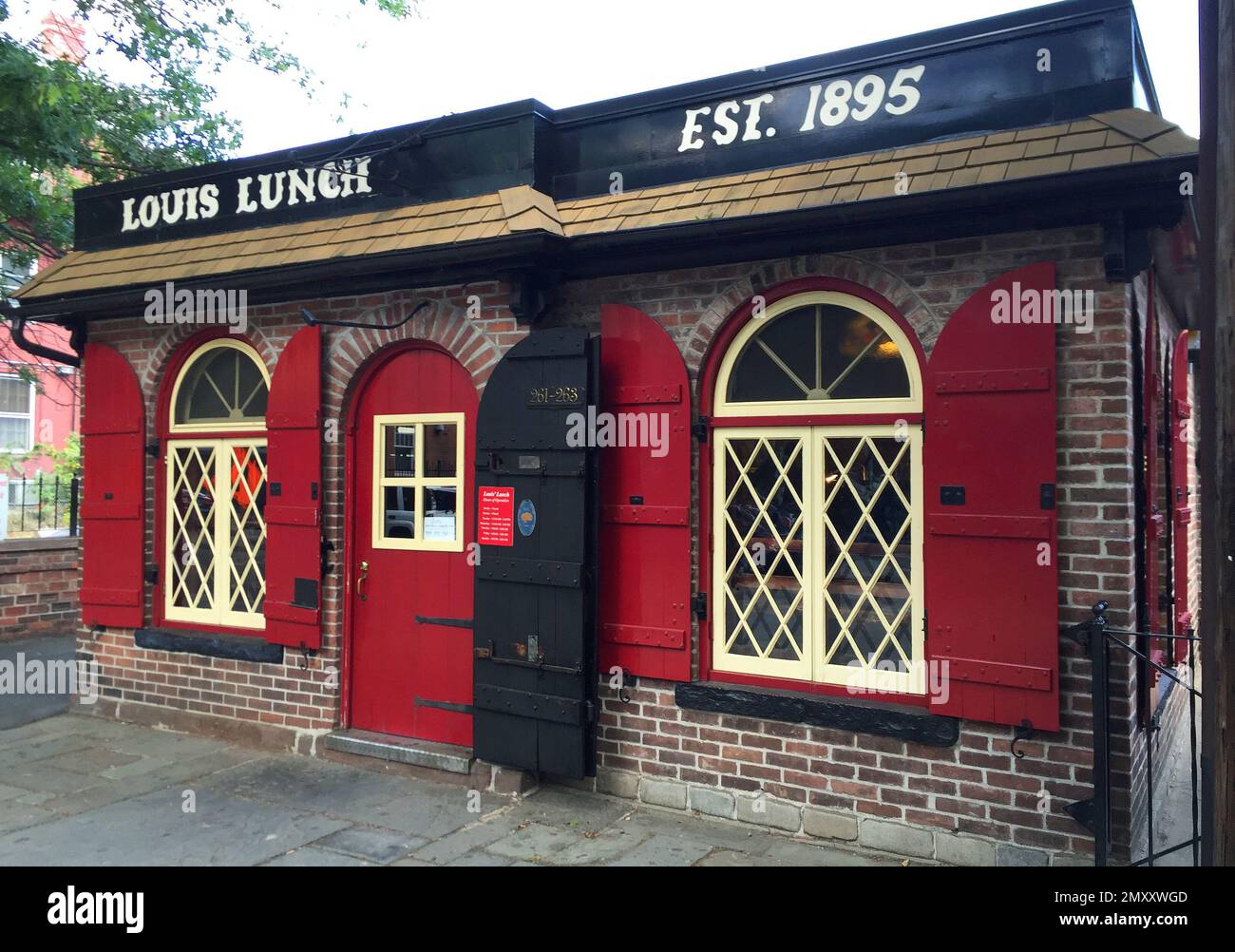 This Sept. 9, 2016 photo shows the exterior of Louis Lunch, a longtime ...