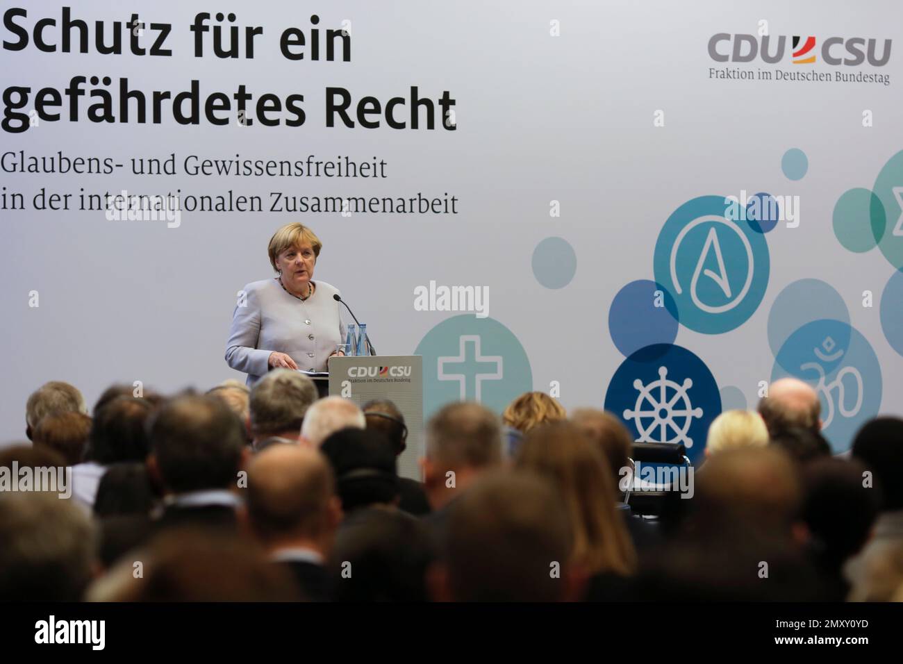 German Chancellor Angela Merkel delivers her speech at the ...