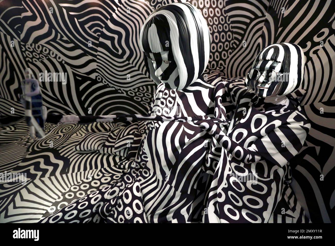 Model feebee poses as part of art installation "Narcissism : Dazzle ...