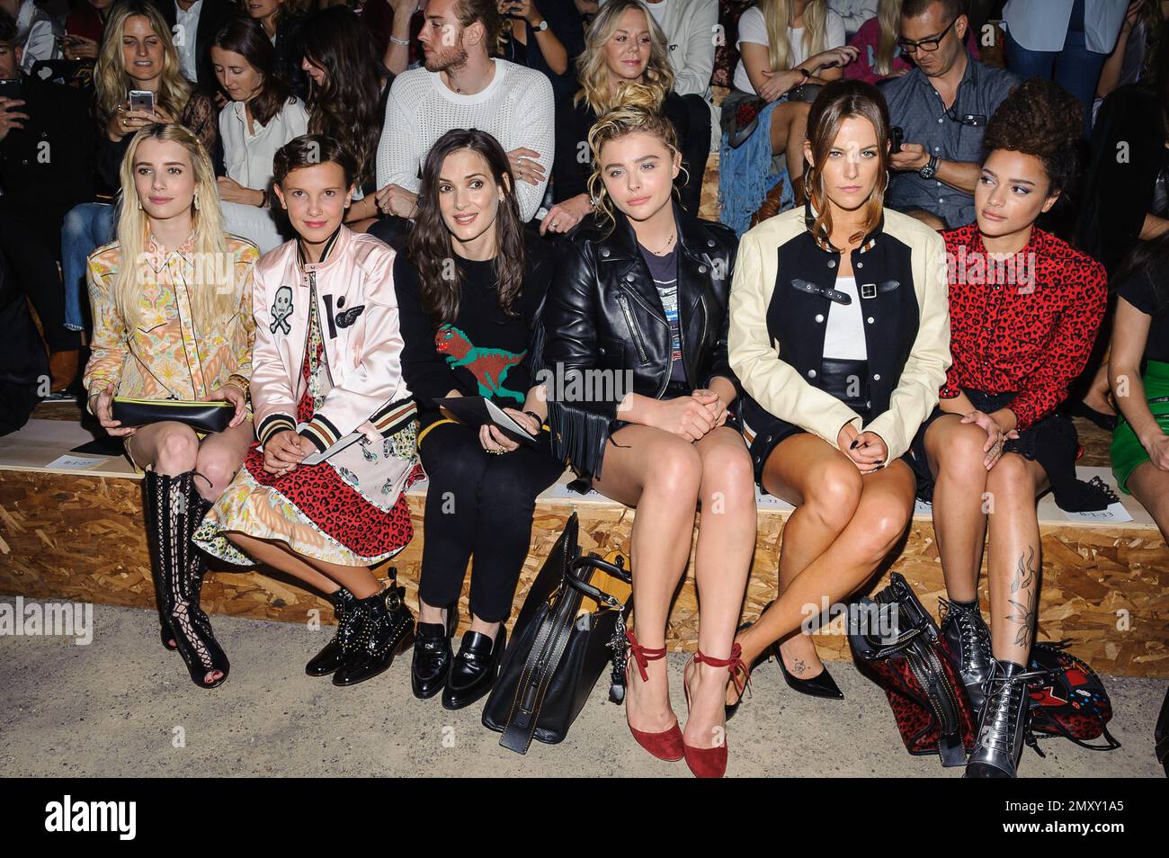 Emma Roberts, from left, Millie Bobby Brown, Winona Ryder, Chloe Grace ...