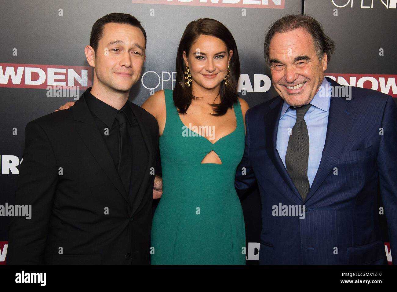 Joseph Gordon-Levitt, left, Shailene Woodley and Oliver Stone attend ...